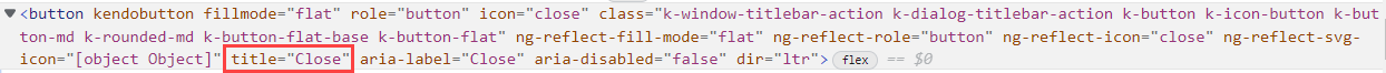 Dialog close icon tooltip is default browser tooltip, not kendoTooltip Dialog close icon tooltip is default browser tooltip, not kendoTooltip
