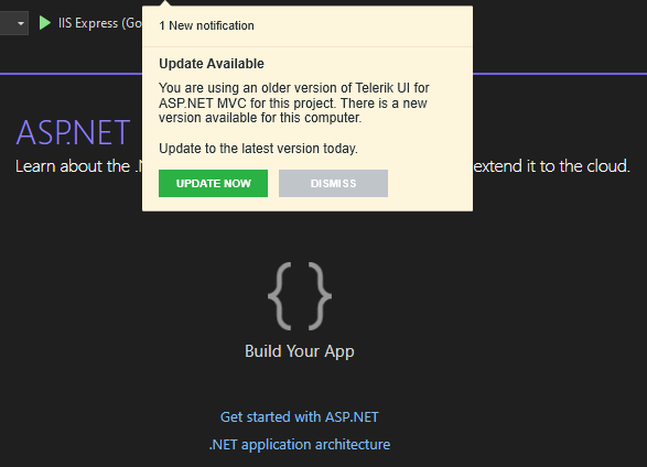 Visual Studio notifications for UI for ASP.NET MVC are shown when UI ... Visual Studio notifications for UI for ASP.NET MVC are shown when UI ...